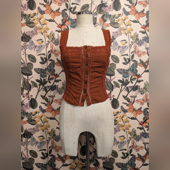 Free People | Tops | Free People Rust Linen Tank Size S | Poshmark